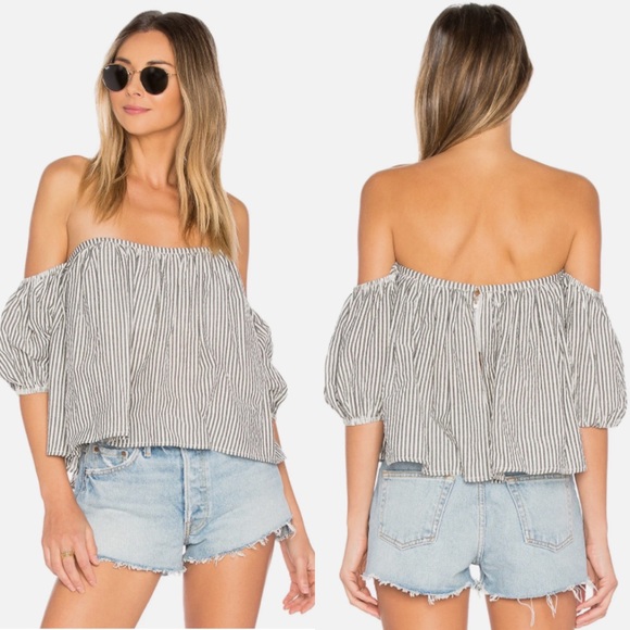 Tularosa | Tops | Tularosa Rio Top Black And White Off Shoulder Striped Top | Poshmark